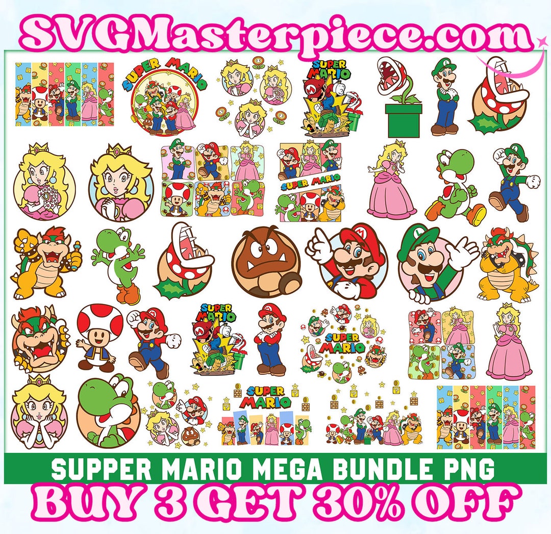 Super Mario Bundle Instant Download Mario Luigi Princess Peach Toad ...