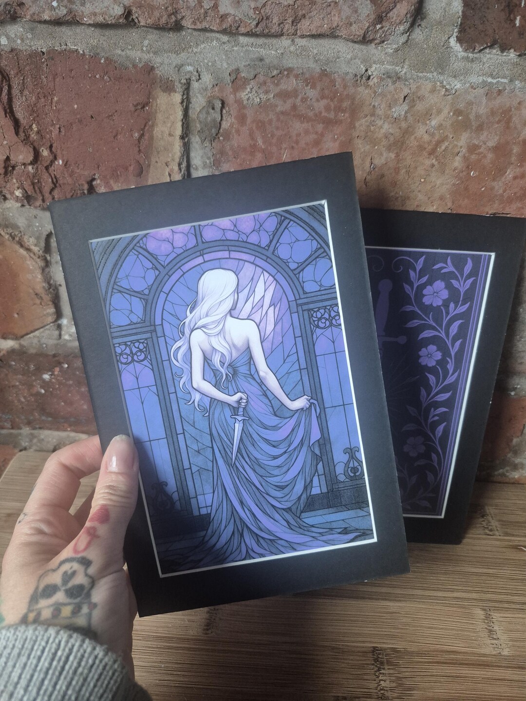 POWERLESS Book Art, Fantasy Romance, Set of 2 Girl and Dagger Purple ...