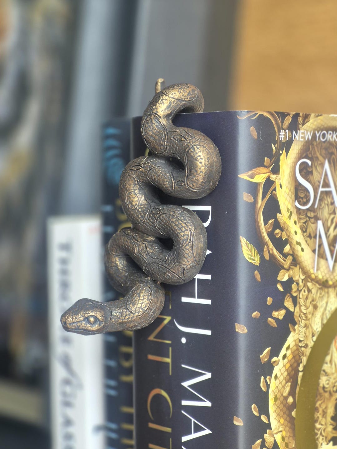 SNAKE Fantasy BOOK Ornament: Gothic Bookshelf Decor | Rustic Gold ...