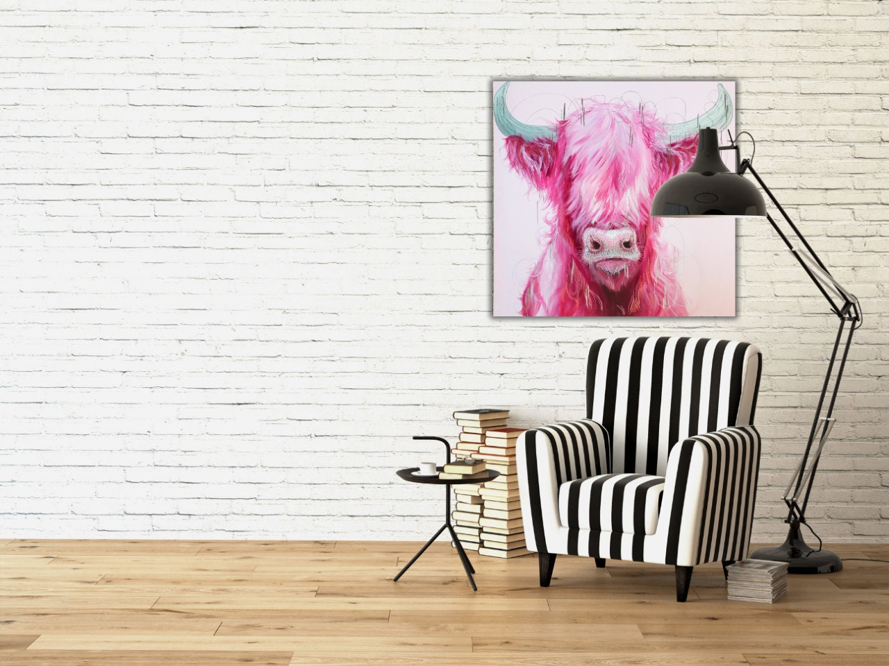Candy Floss Cow Highland Cow Pink Barbie Printed Canvas - Etsy