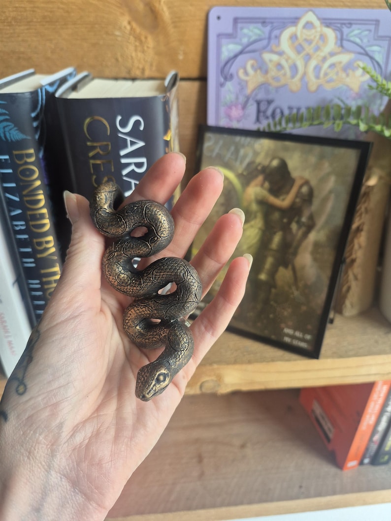 SNAKE Fantasy BOOK Ornament: Gothic Bookshelf Decor | Rustic Gold ...