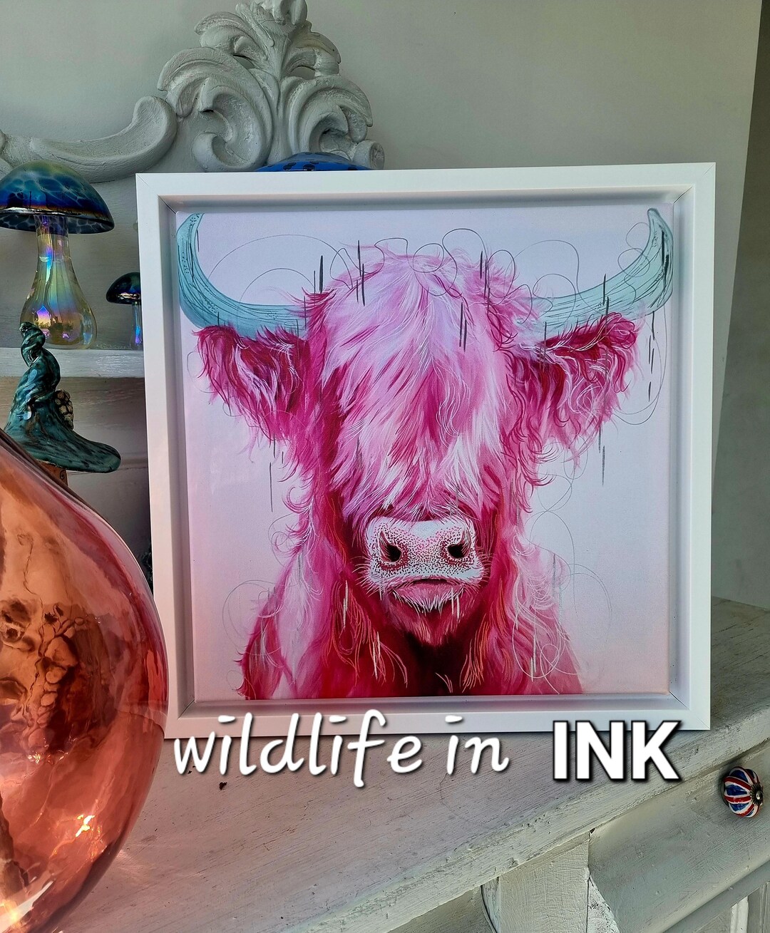 Candy Floss Barbie Pink Highland Cow Printed Framed Canvas Artwork - Etsy