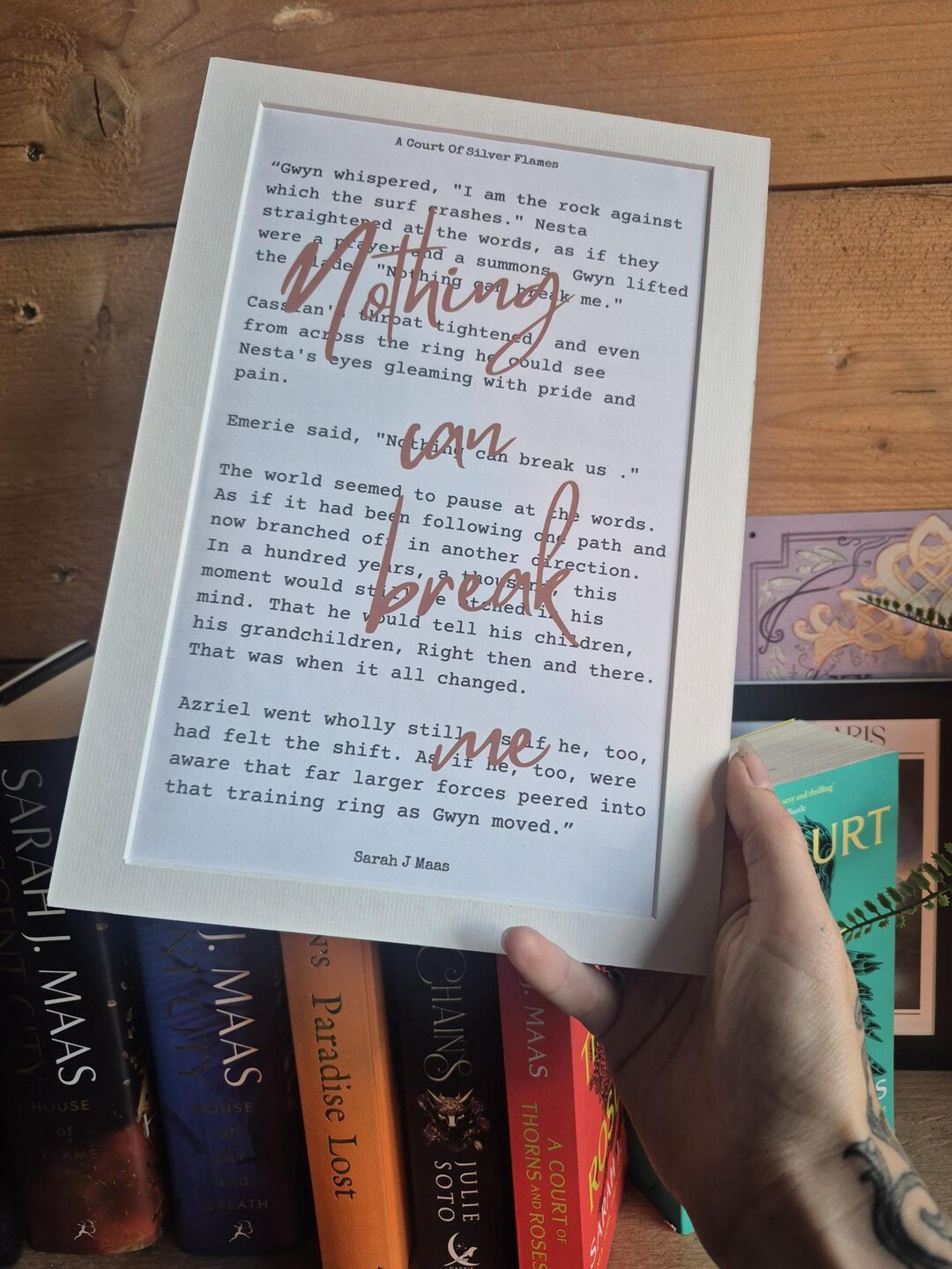 VALKYRIE Book Page Art Print, ACOSF, Nothing Can Break Me Quote Design ...