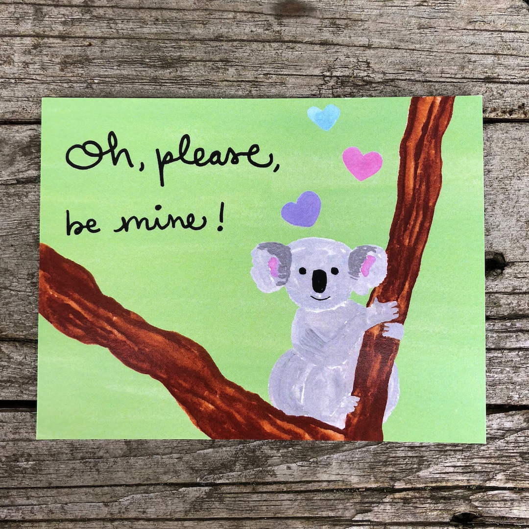 Carte postale de la Saint-Valentin Koala - Etsy France