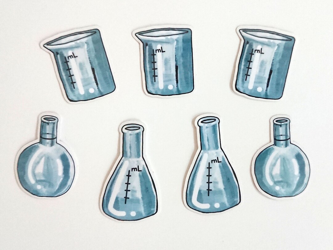 Laboratory Glassware, Set of 7 Transparent Vinyl Stickers - Etsy