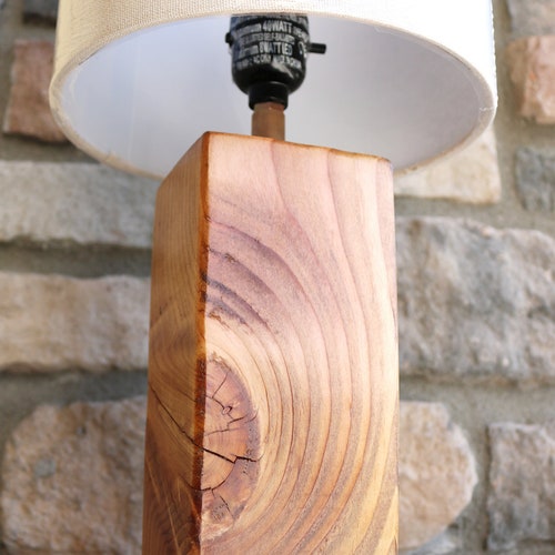 Rustic Wooden Table Lamp Reclaimed Wood Beam Table Lamp - Etsy