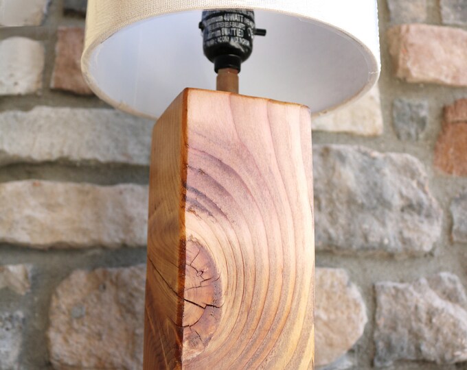 Rustic Wooden Table Lamp Reclaimed Wood Beam Table Lamp - Etsy