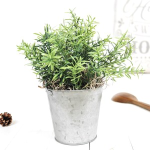 Rosemary Plant in Galvanized Bucket Artificial Plant Greenery Kitchen ...