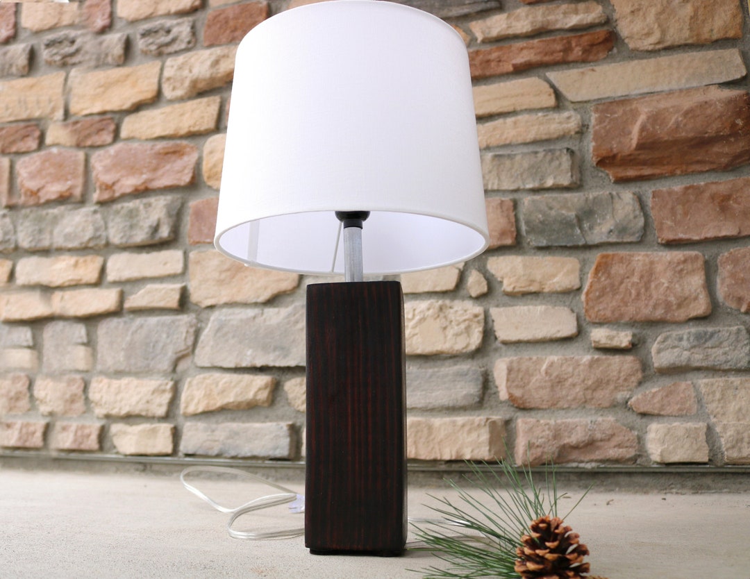 Rustic Wood Table Lamp | Handcrafted Reclaimed Solid Wooden Side Table ...
