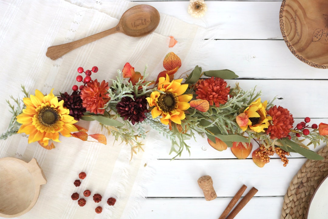 Sunflower Fall Garland | Handmade Table Decoration Autumn Flower ...