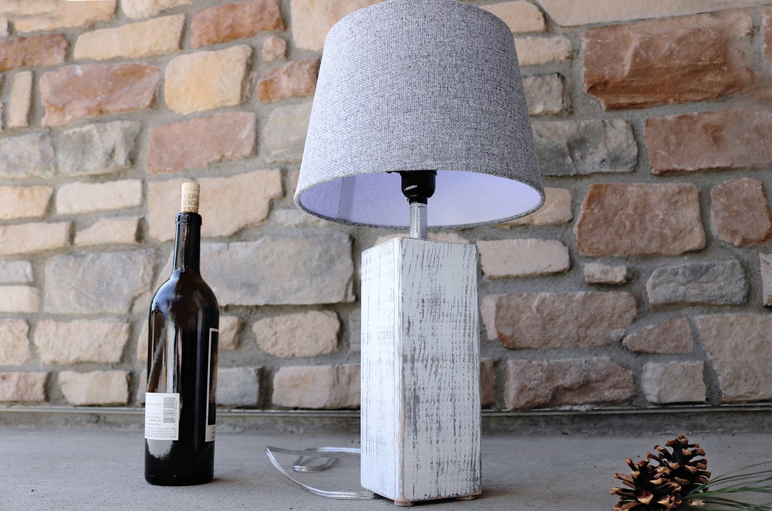 Farmhouse Small Wood Table Lamp | Reclaimed Wood Handcrafted Side Table ...