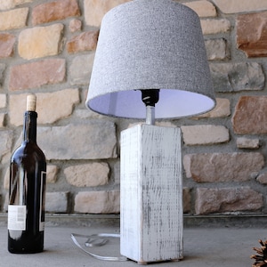 Farmhouse Small Wood Table Lamp | Reclaimed Wood Handcrafted Side Table ...