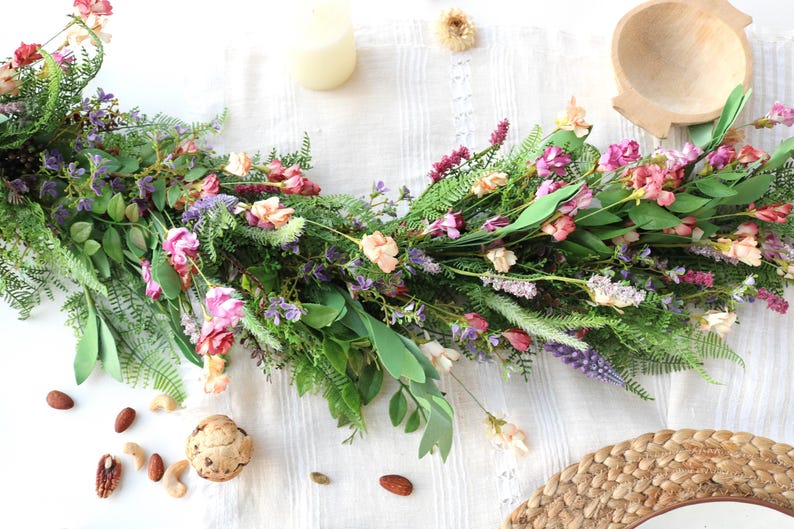 Spring Wildflower Garland: Artificial Handmade Spring Meadow Mantel ...