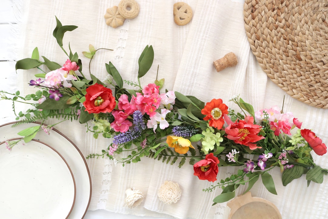 Summer Wildflower Garland: Artificial Wild Flower Table Decoration ...