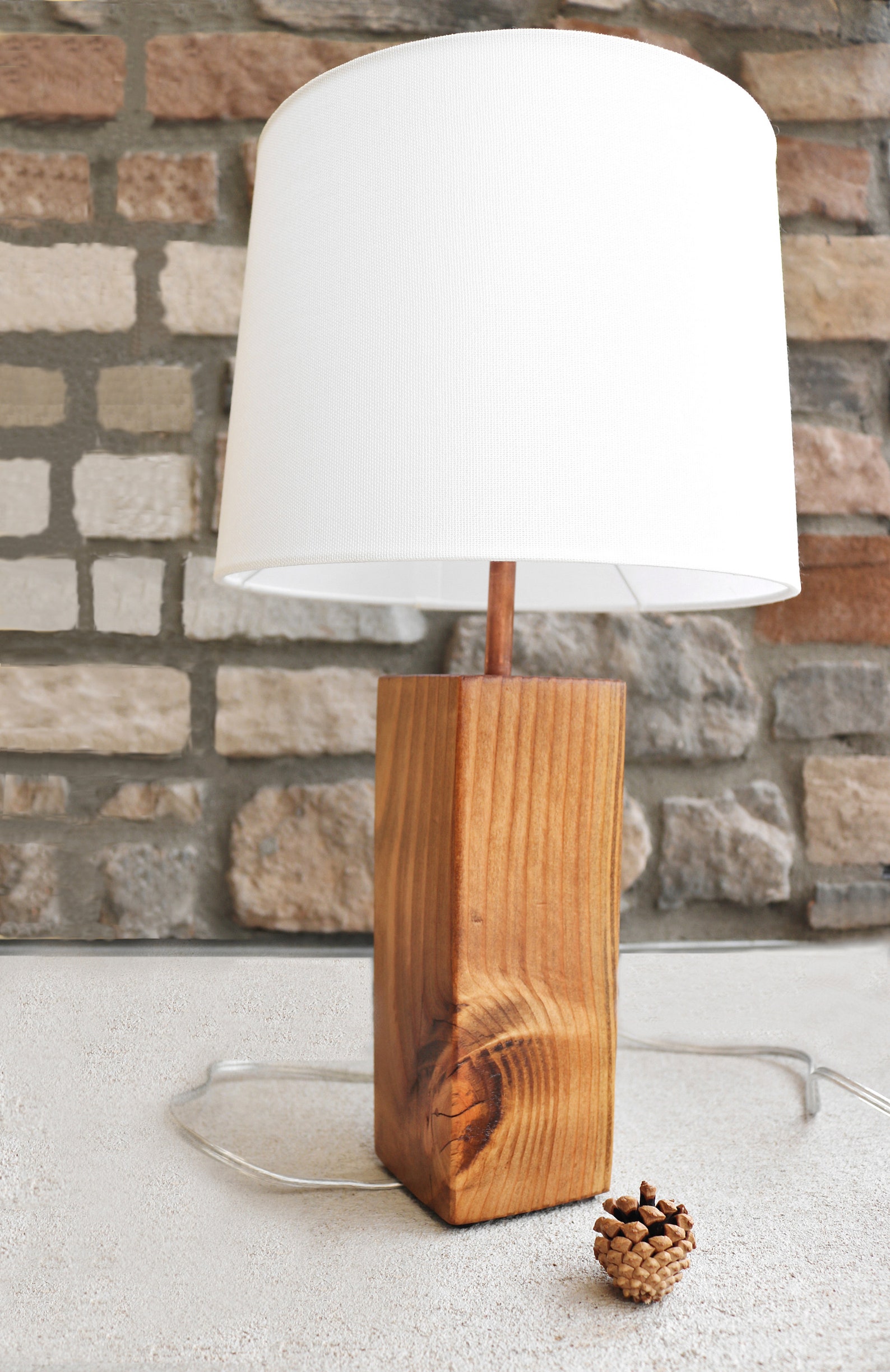 Wood Table Lamp Handcrafted Rustic Wooden Lamp for | Etsy