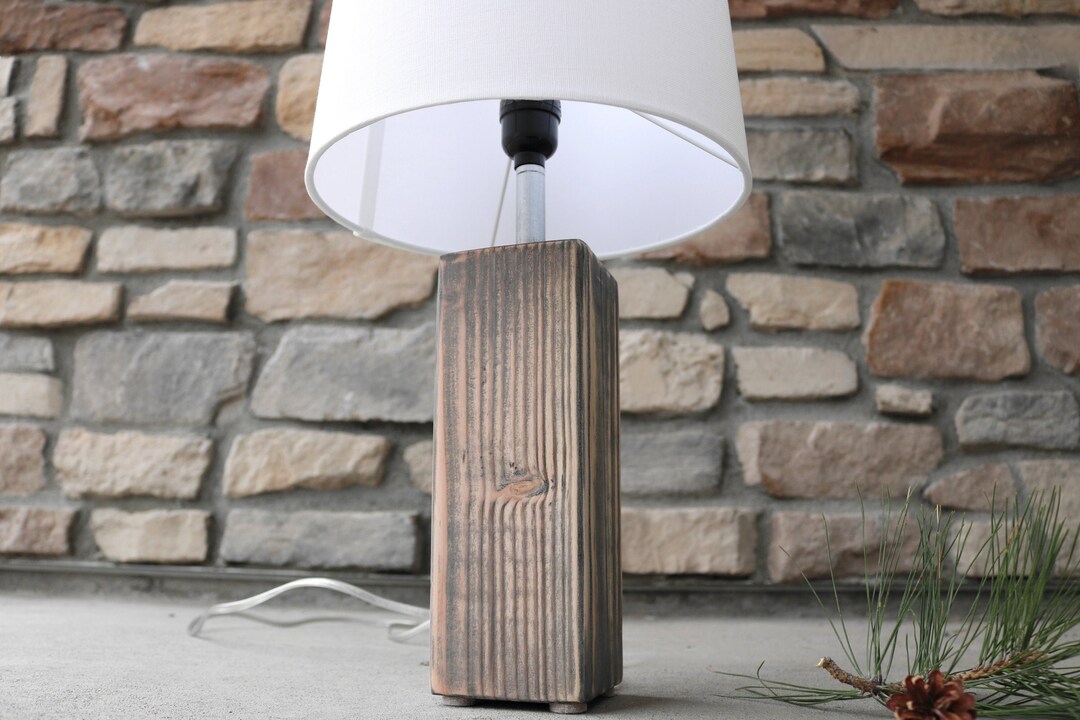 Wooden Table Lamp Farmhouse | Solid Wood Table Lamp Handcrafted Side ...