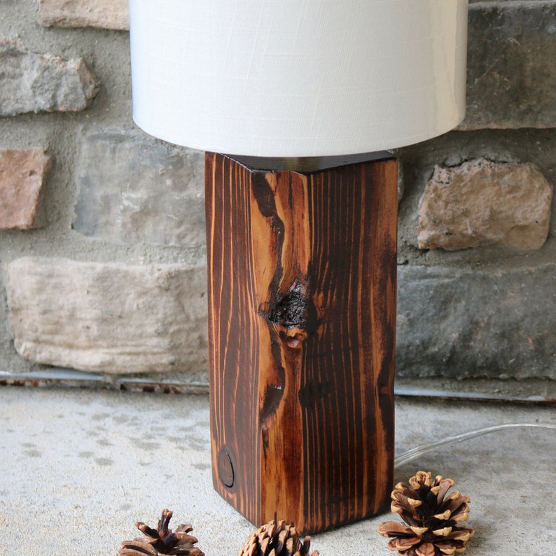 Rustic Wooden Table Lamp Handcrafted Reclaimed Solid Wood - Etsy