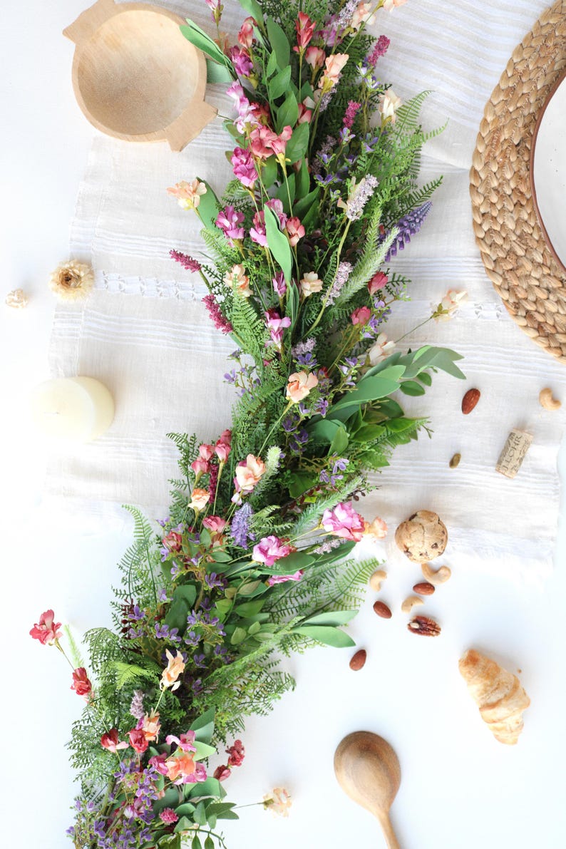 Spring Wildflower Garland: Artificial Handmade Spring Meadow Mantel ...