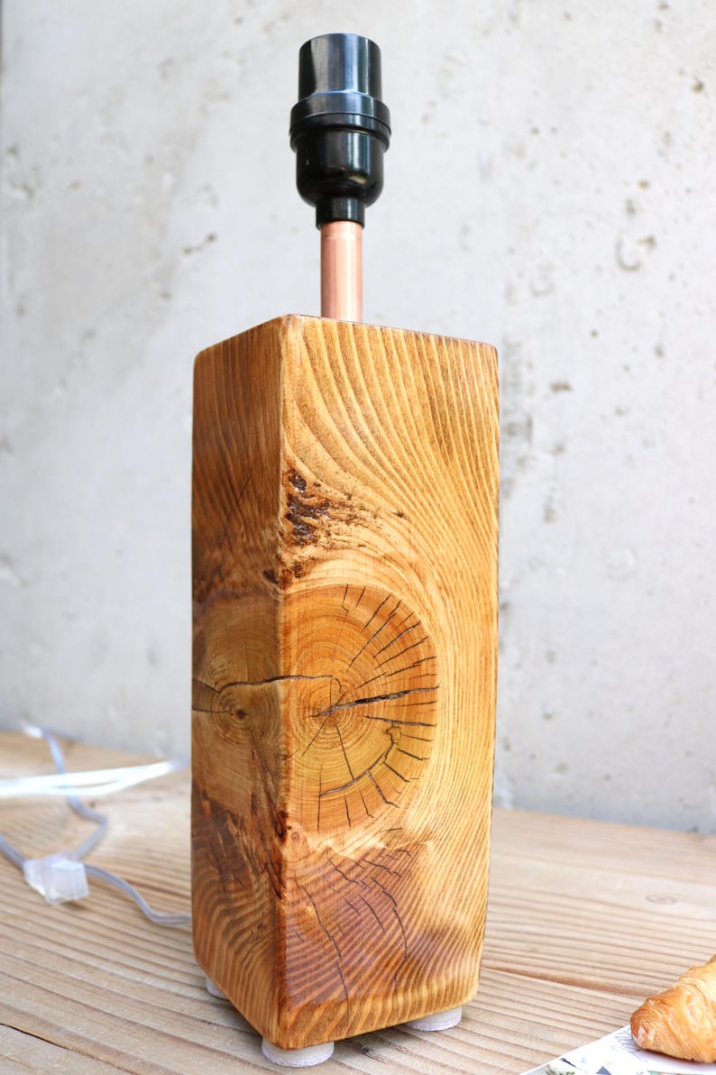 Rustic Wood Table Lamp Base | Handmade Reclaimed Wood Bedside Light ...