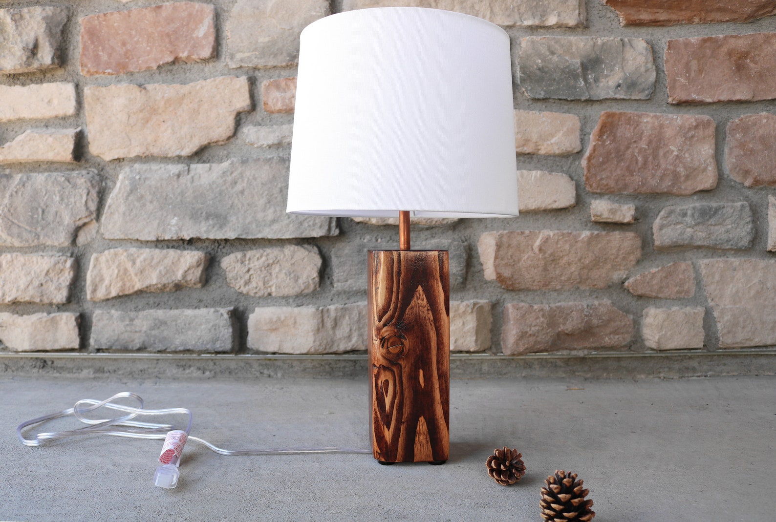 Rustic Wooden Table Lamp | Reclaimed Wood Beam Table Lamp Handcrafted ...