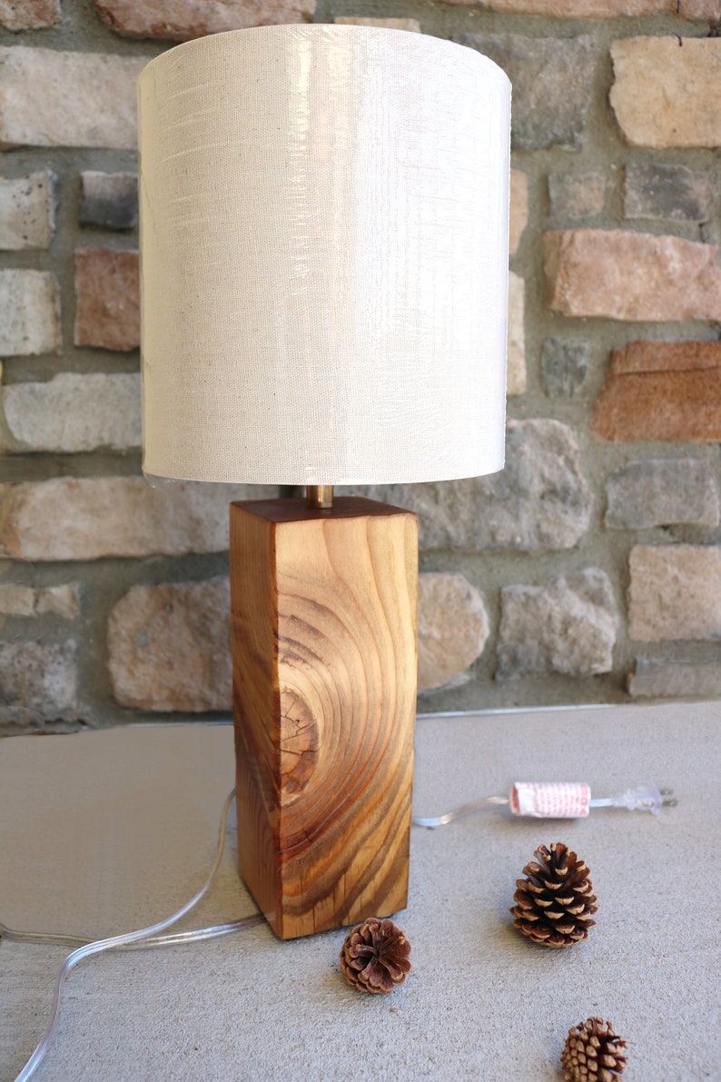 Rustic Wooden Table Lamp Reclaimed Wood Beam Table Lamp - Etsy
