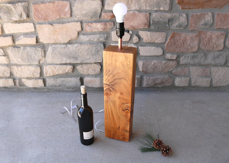 Rustic Tall Wood Table Lamp Handmade Natural Wooden Lamp - Etsy