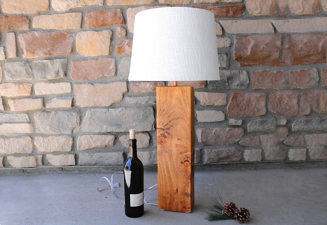 Tall Wood Table Lamp | Handmade Solid Reclaimed Wood Buffet Lamp Unique ...