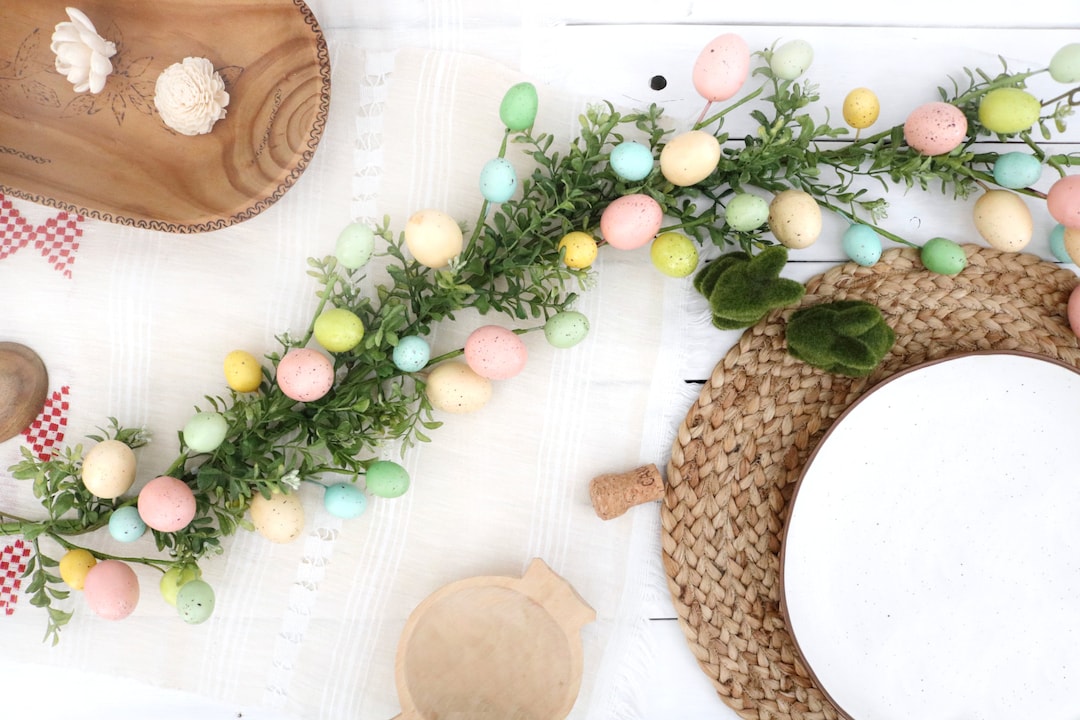 Easter Garland Decor: Pastel Easter Eggs Garland for Mantle Fireplace ...