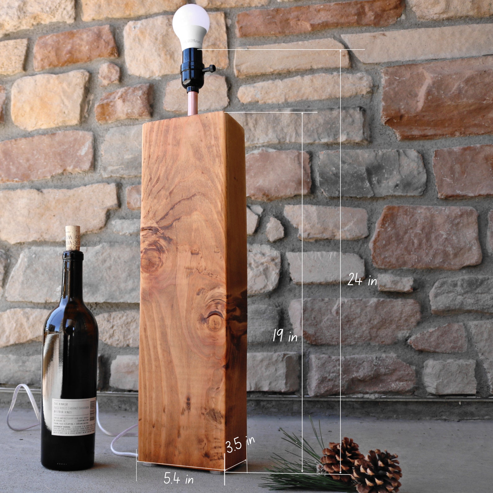 Rustic Tall Wood Table Lamp Handmade Natural Wooden Lamp - Etsy