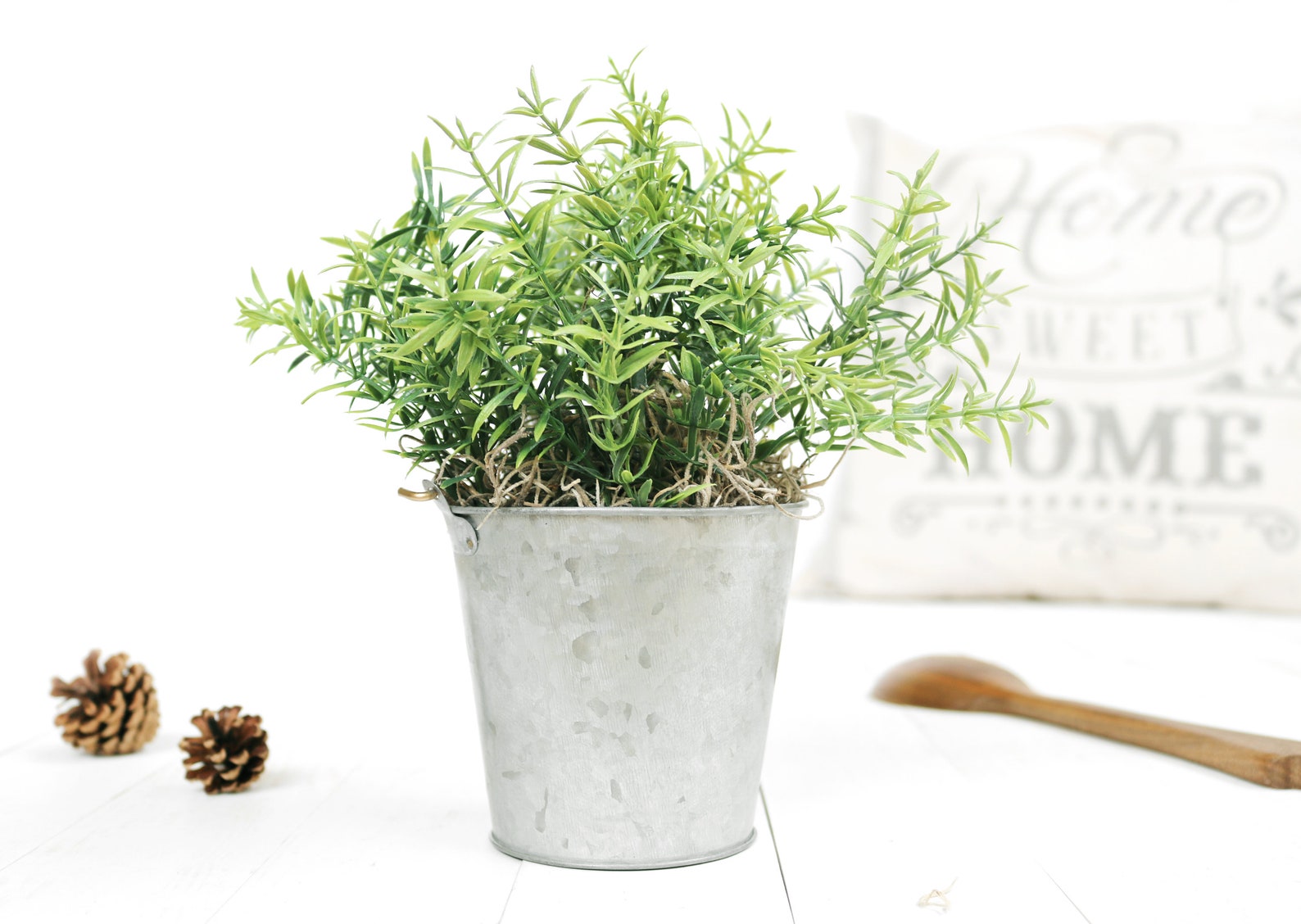 Rosemary Plant in Galvanized Bucket Artificial Plant - Etsy