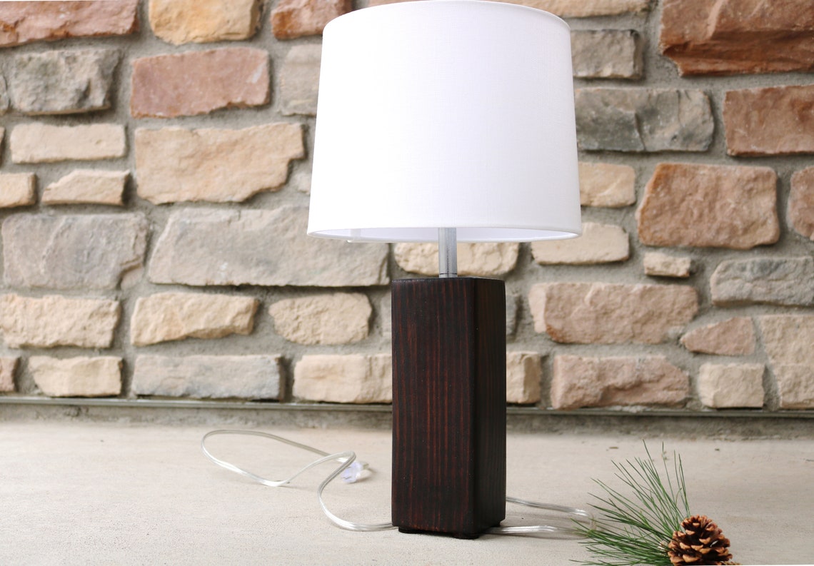 Rustic Wood Table Lamp Handcrafted Reclaimed Solid Wooden | Etsy