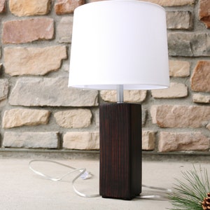 Rustic Wood Table Lamp | Handcrafted Reclaimed Solid Wooden Side Table ...