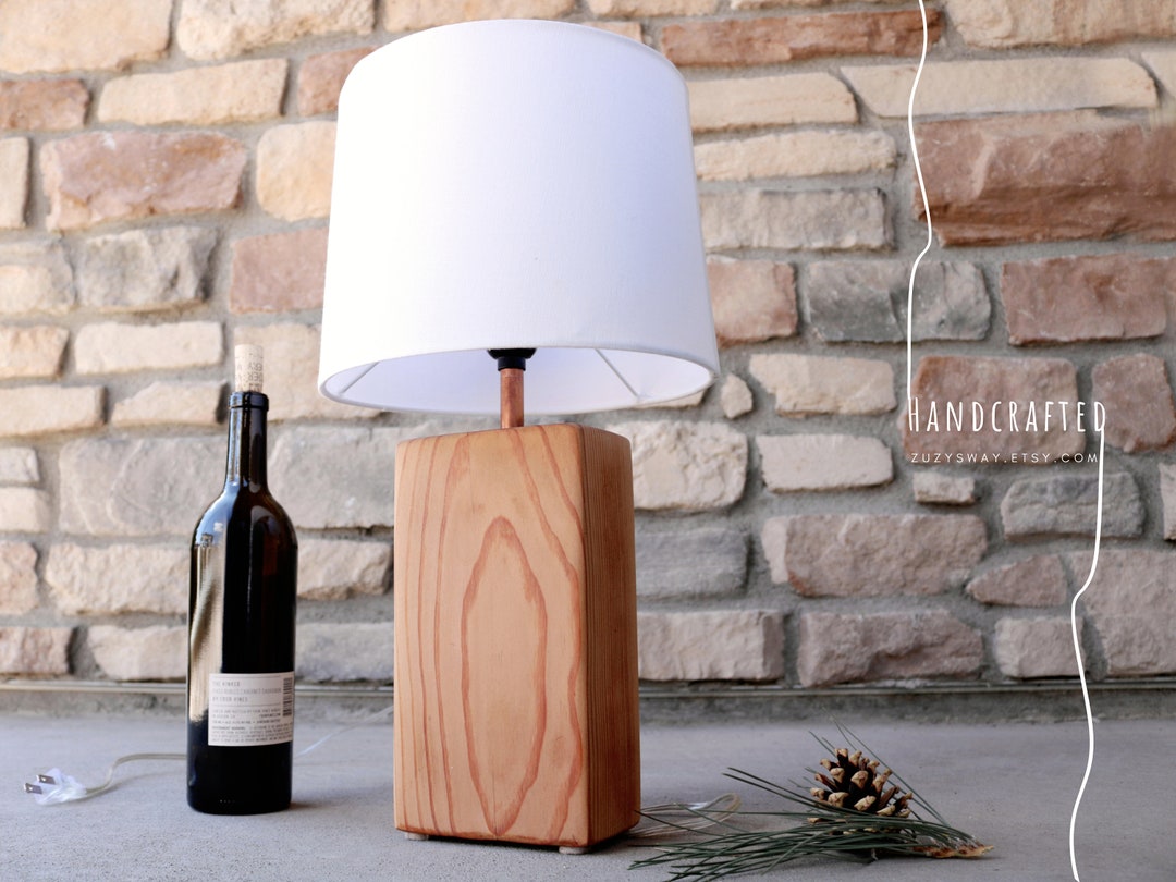 Primitive Wood Table Lamp | Handcrafted Natural Solid Wood Lamp for ...