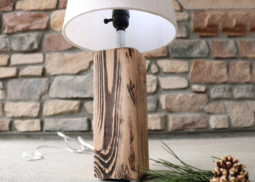 Wooden Table Lamp Rustic | Solid Wood Table Lamp Handcrafted Side Table ...