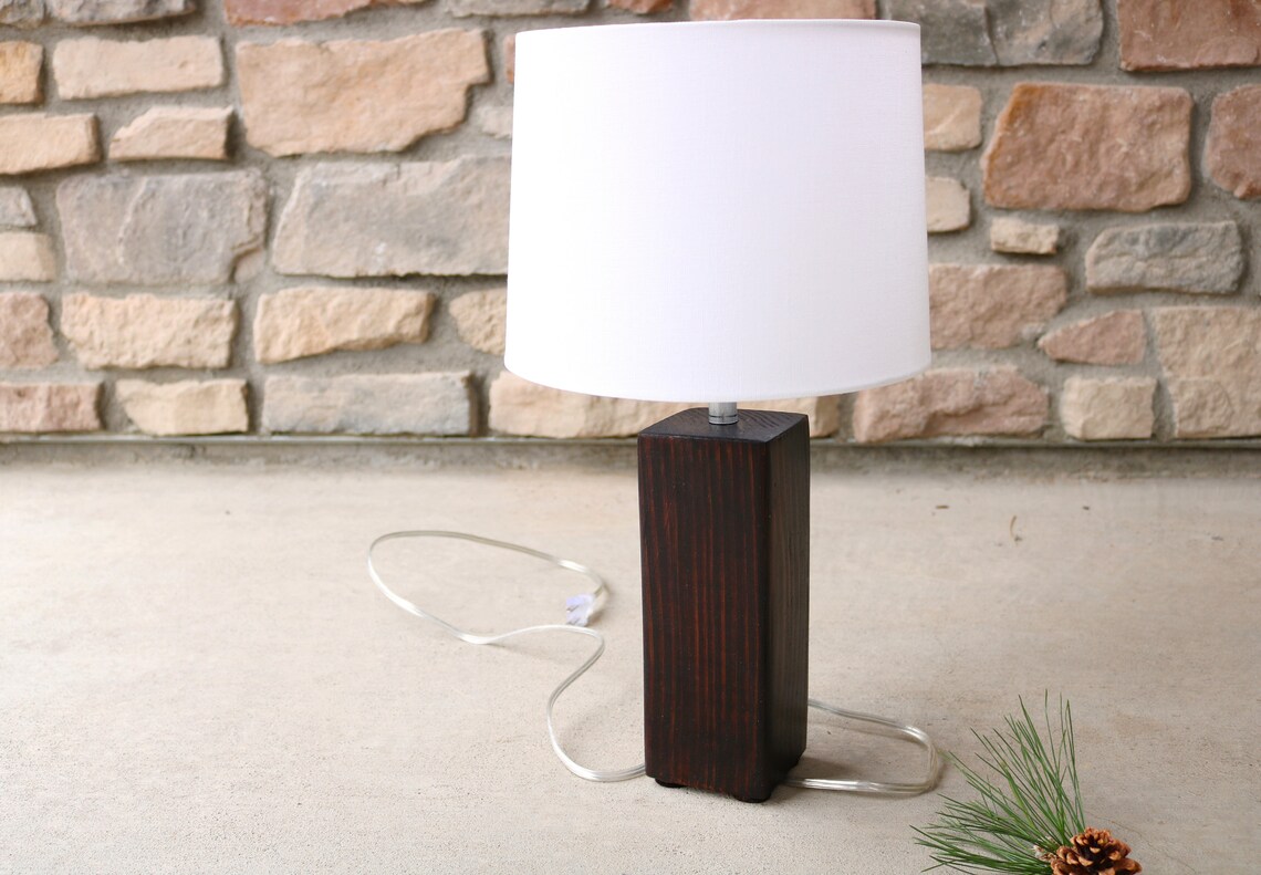 Rustic Wood Table Lamp Handcrafted Reclaimed Solid Wooden | Etsy