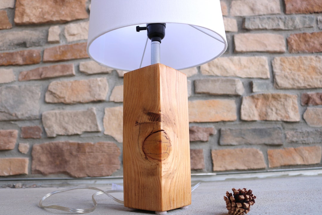 Wooden Table Lamp | Handmade Natural Solid Wood Lamp Base Rustic ...