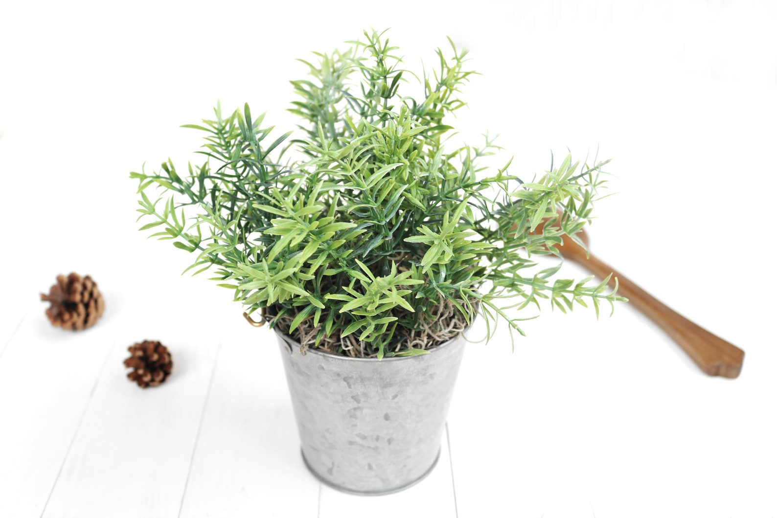 Rosemary Plant in Galvanized Bucket Artificial Plant - Etsy