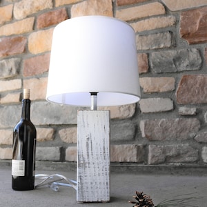 Farmhouse Wood Table Lamp | Reclaimed Wood Handcrafted Side Table Lamp ...