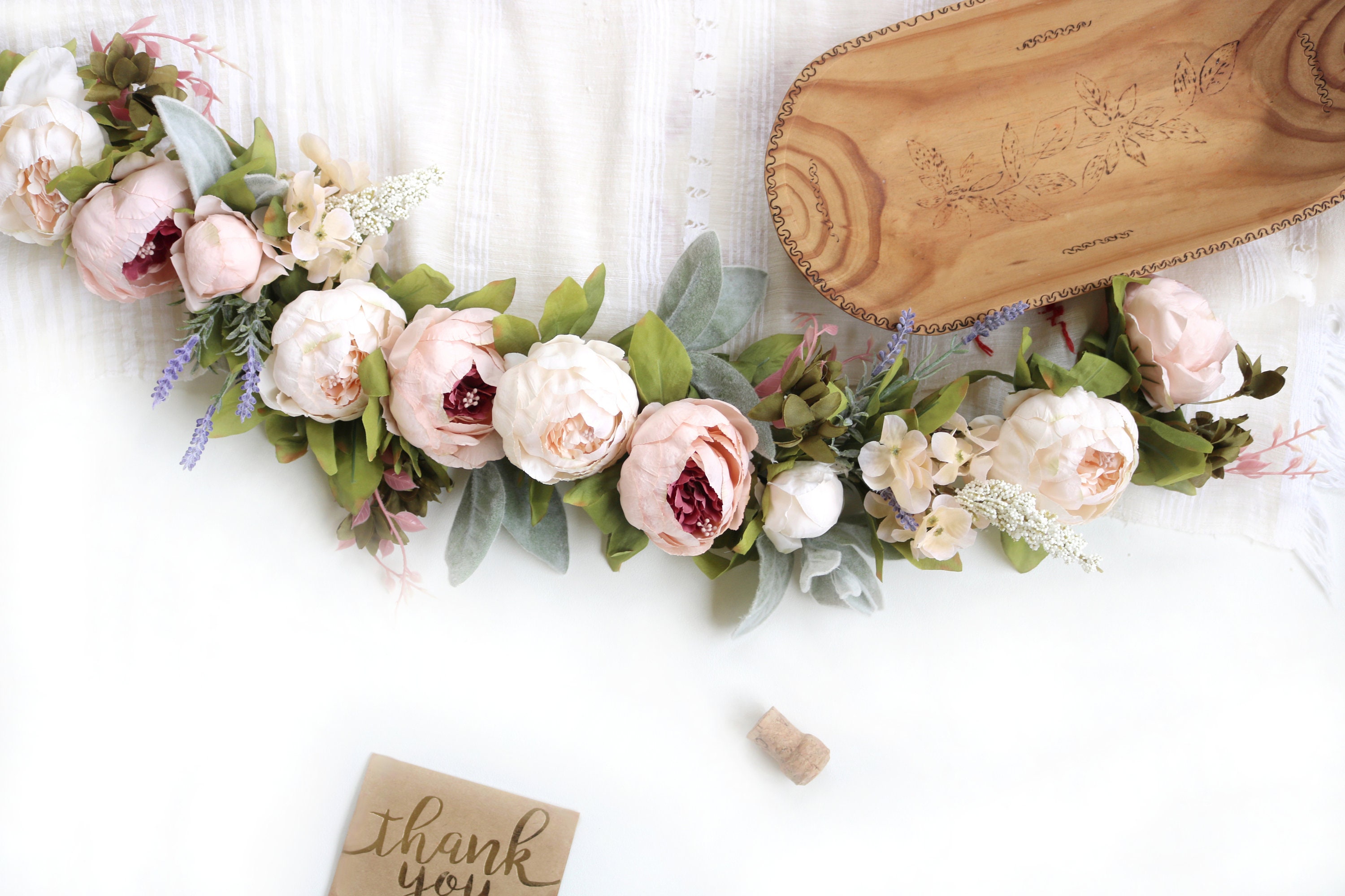 Pink Peony Garland: Flower Summer Garland Handmade Mantle Decor Floral ...