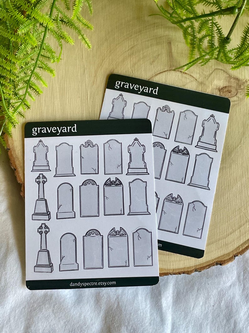 Graveyard Tombstone/headstone Sticker Sheet - Etsy