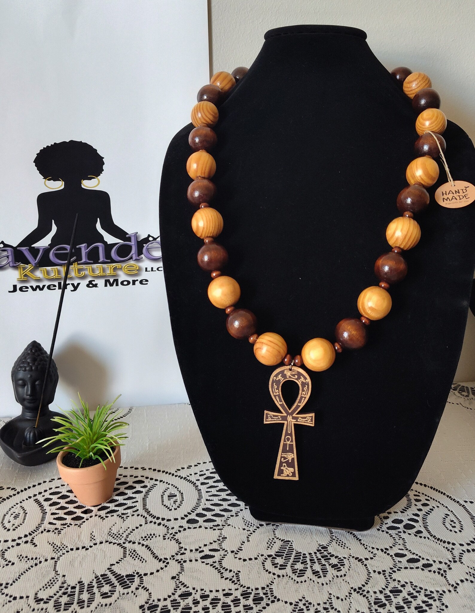Mixed Wood Bead Ankh Necklace - Etsy