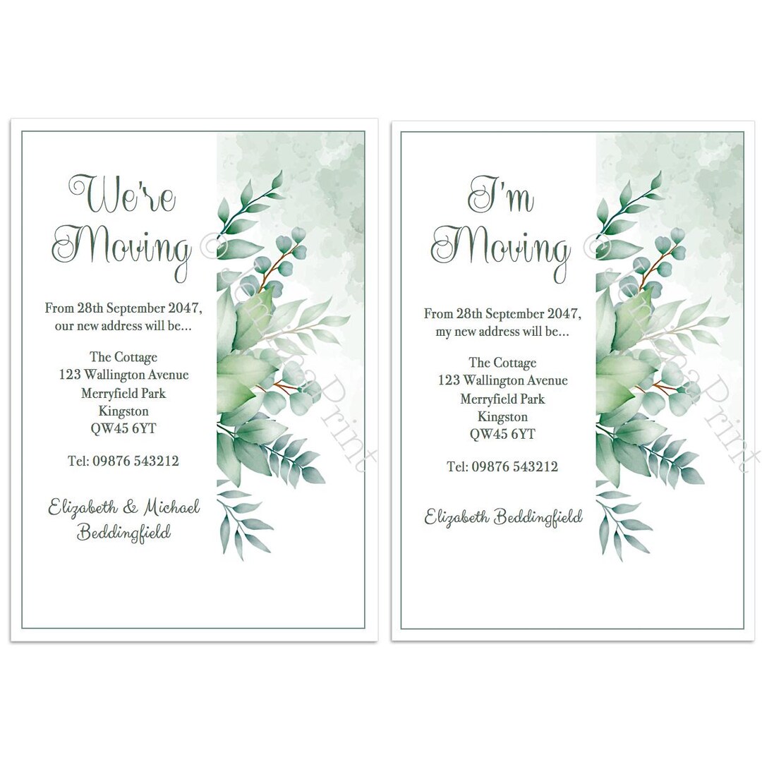 20 Printed Personalised Change of Address ,new Home, Moving House Cards ...