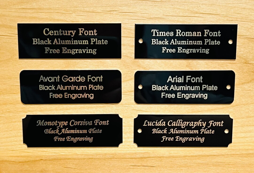 Personalized Black Aluminum Plate 3" X 1" Gold Print - Laser Engraved ...