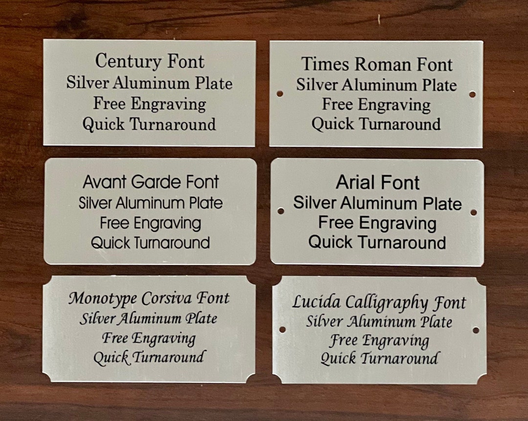 5” X 3” Silver Aluminum Plate W/ Black Print Custom Personalized Plate ...