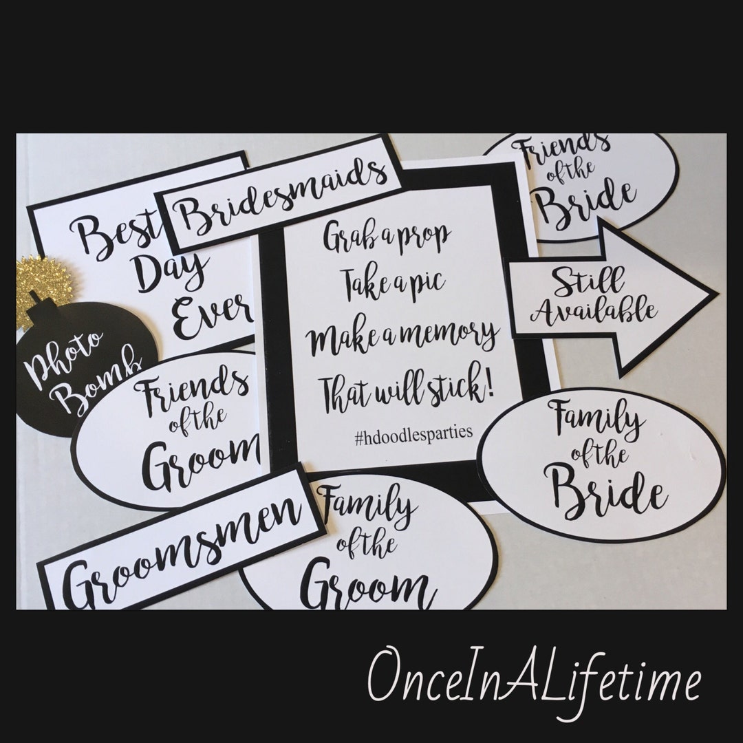 Wedding Signs for a Photo Booth Props Digital EDITABLE PDF File Instant ...