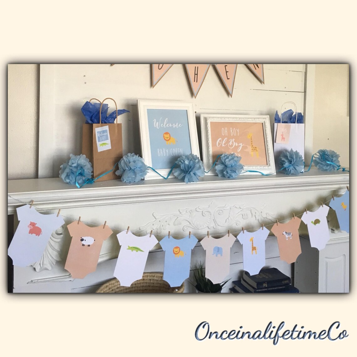 DIGITAL Baby Onesie Banner Baby Shower Noah's Ark Themed Instant ...