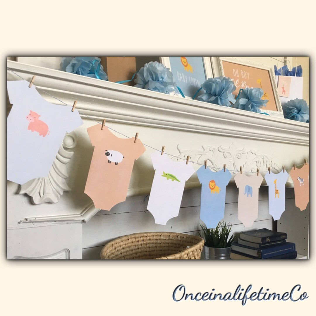 DIGITAL Baby Onesie Banner Baby Shower Noah's Ark Themed Instant ...
