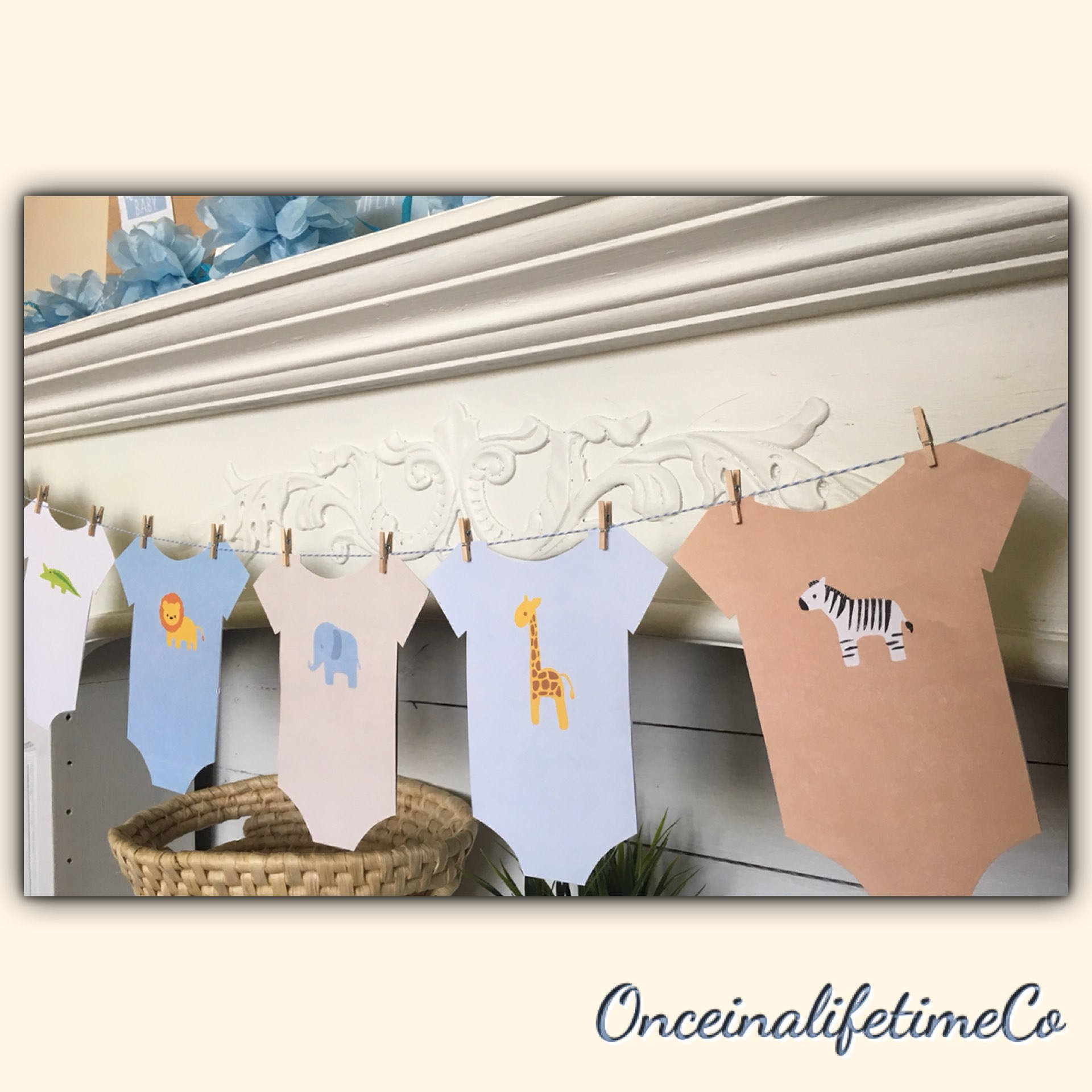 DIGITAL Baby Onesie Banner Baby Shower Noah's Ark Themed Instant ...