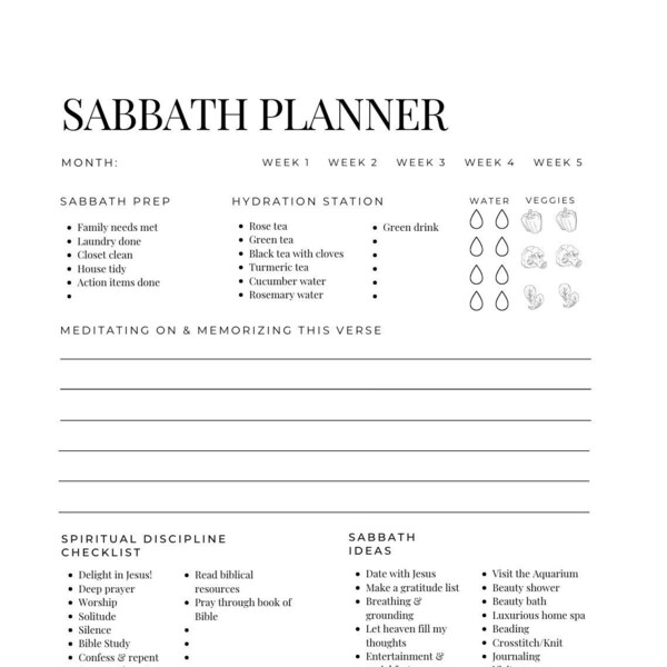 Sabbath Calendar - Etsy