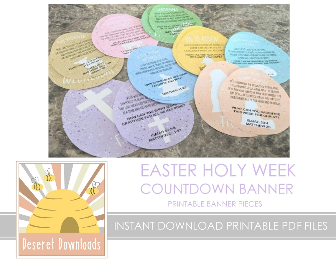 PRINTABLE Easter Egg Countdown Banner Digital Bible Latter Day Saint ...